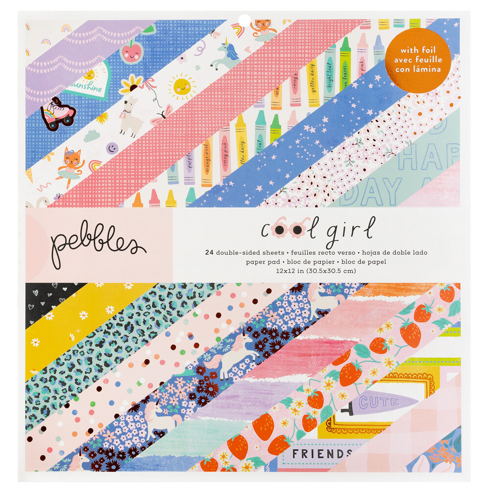 Pebbles Cool Girl 12x12 Inch Paper Pad Gold Foil (24 Sheets) (34027661 ...