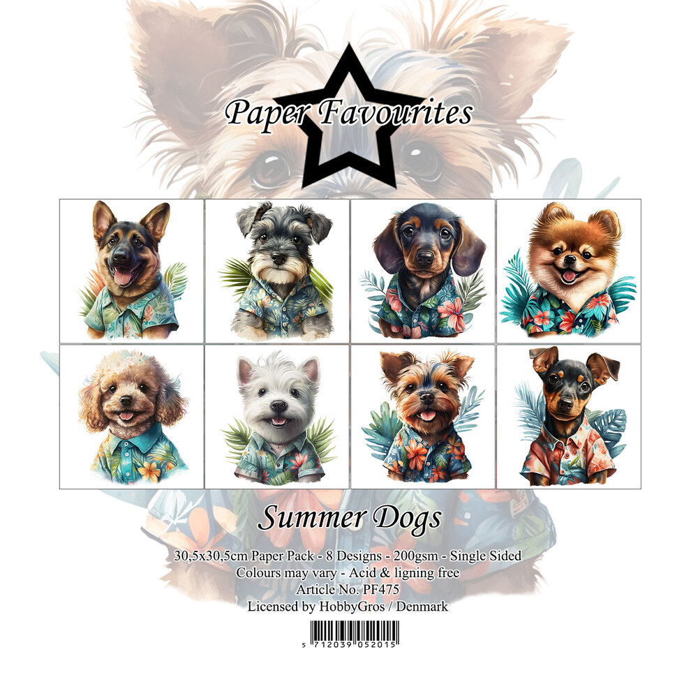 Summer Dogs 12x12 Inch Paper Pack (PF475) - Craftlines B.V.