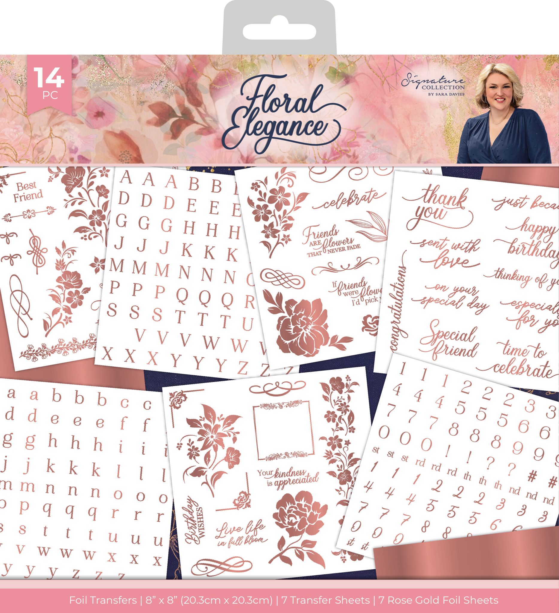 Floral Elegance 8x8 Inch Foil Transfers (S-FE-FOILTR8) - Craftlines B.V.