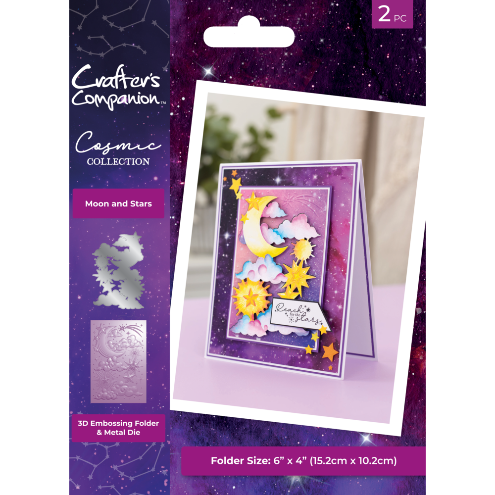 Cosmic Collection 6x4 Inch 3D Embossing Folder & Metal Die Moon and ...