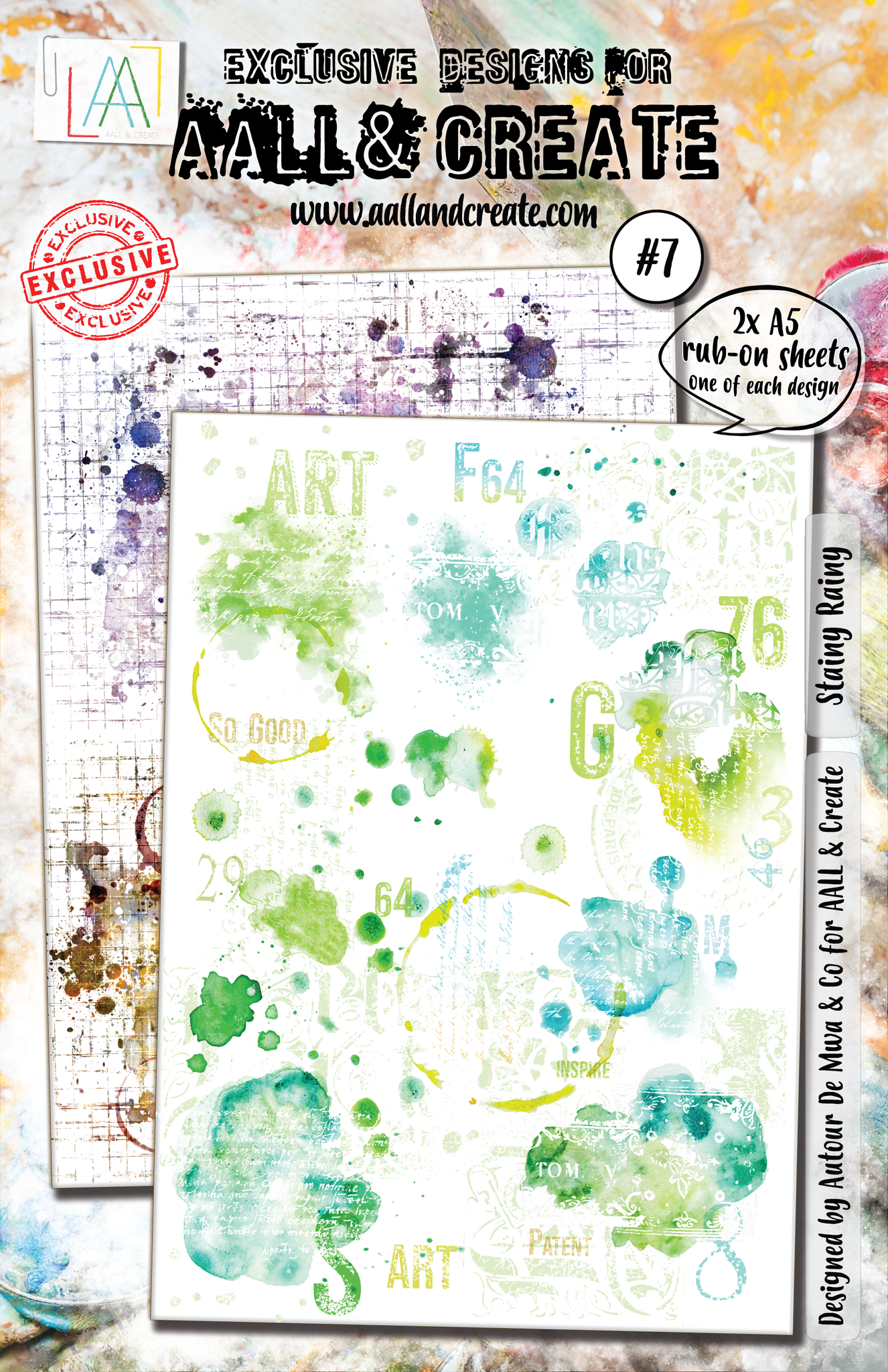 Rub-Ons A5 Stainy Rainy (AALL-RO-007) - Craftlines B.V.