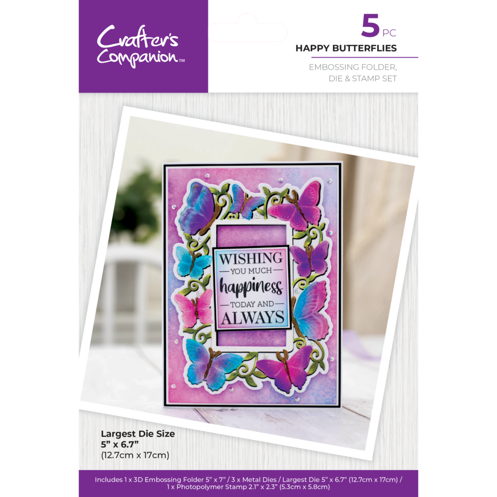 Embossed Frames 3D Embossing Folder, Die & Stamp Happy Butterflies (GEM ...
