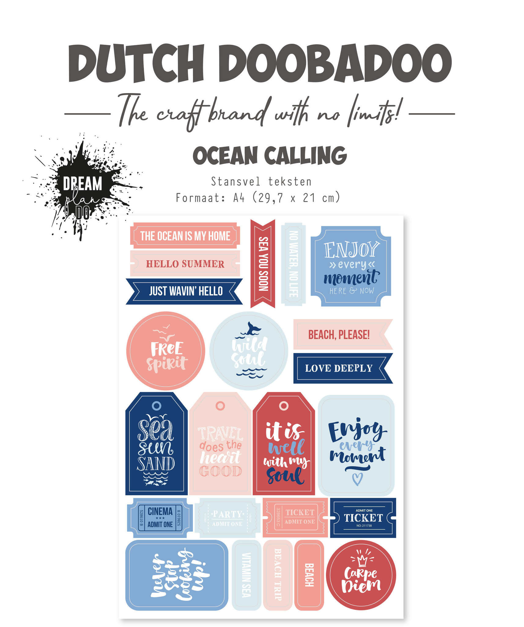 Dream Plan Do Ocean Calling A4 Die Cut Sheet - Texts (474.007.030 ...