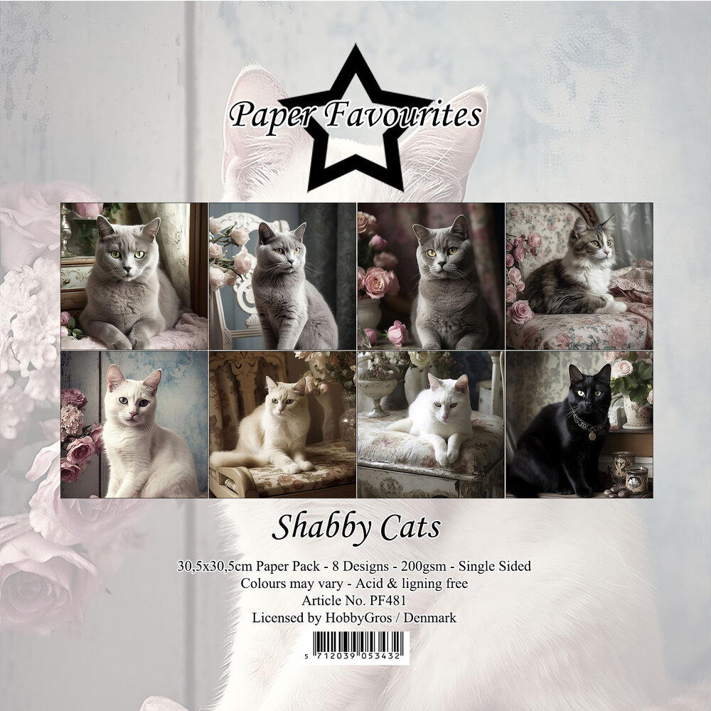 Shabby Cats 12x12 Inch Paper Pack (PF481) - Craftlines B.V.