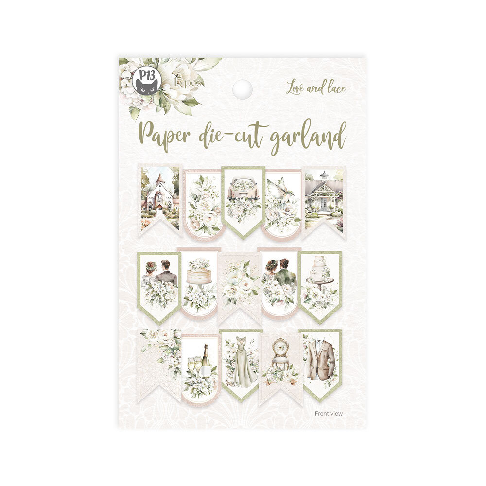 Love and Lace Paper Die-Cut Garland (15pcs) (P13-LAL-32) - Craftlines B.V.