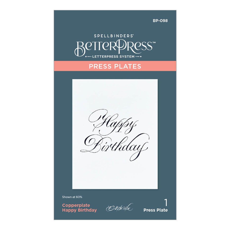 Copperplate Happy Birthday Press Plate (BP-098) - Craftlines B.V.