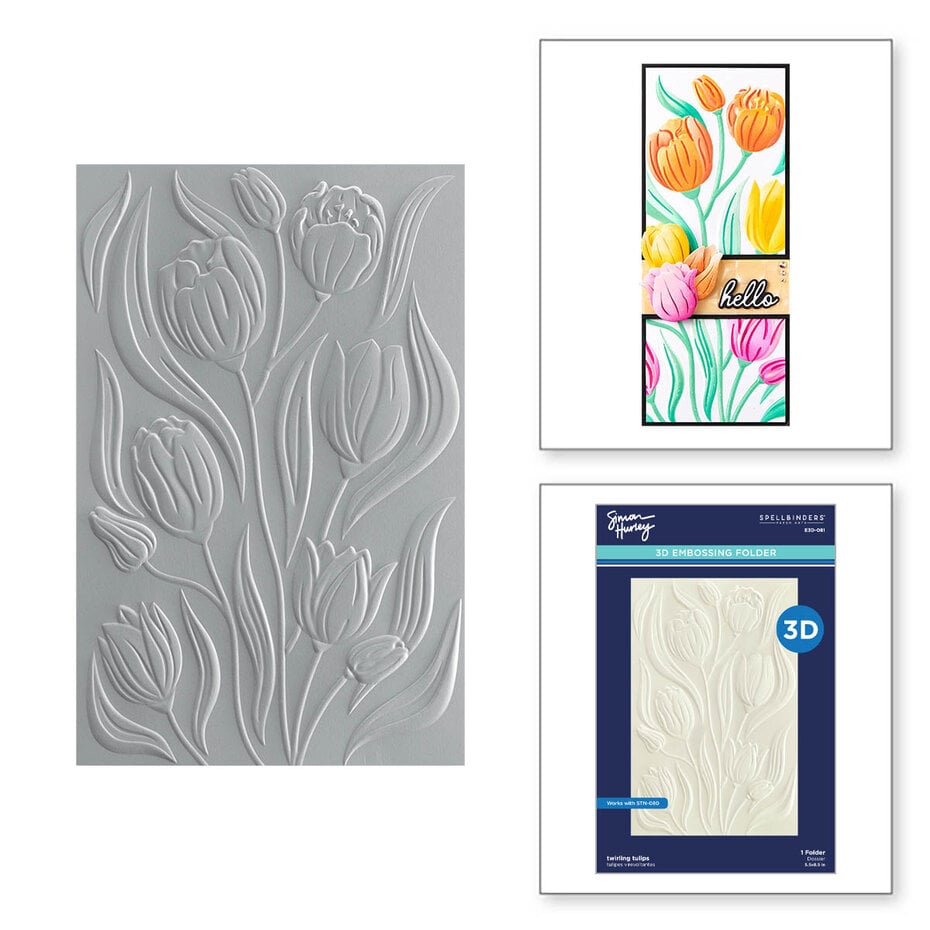 Twirling Tulips 3D Embossing Folder (E3D-081) - Craftlines B.V.