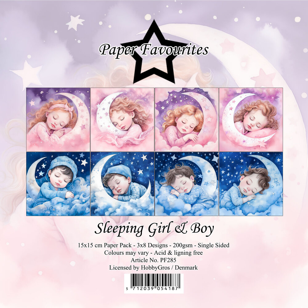 Sleeping Girl & Boy 6x6 Inch Paper Pack (PF285) - Craftlines B.V.