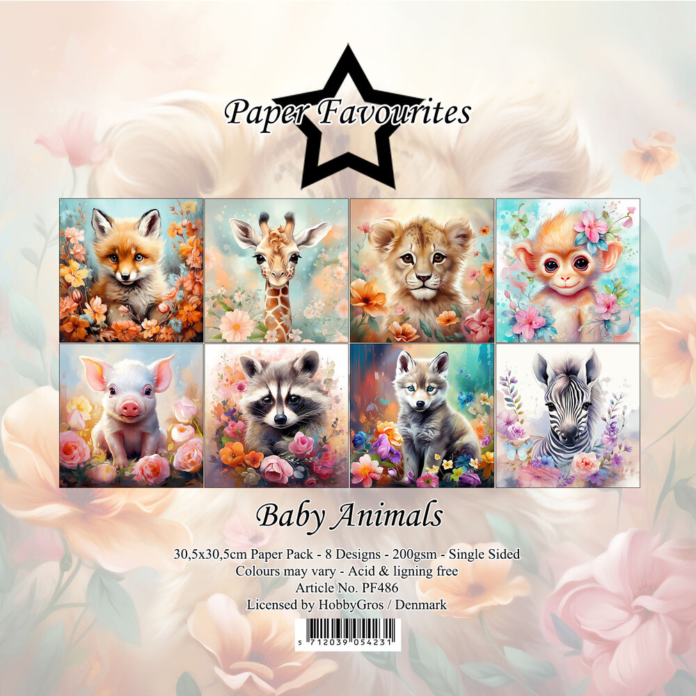 Baby Animals 12x12 Inch Paper Pack (PF486) - Craftlines B.V.