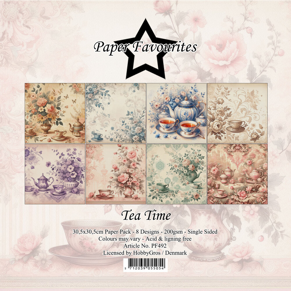 Tea Time 12x12 Inch Paper Pack (PF492) - Craftlines B.V.