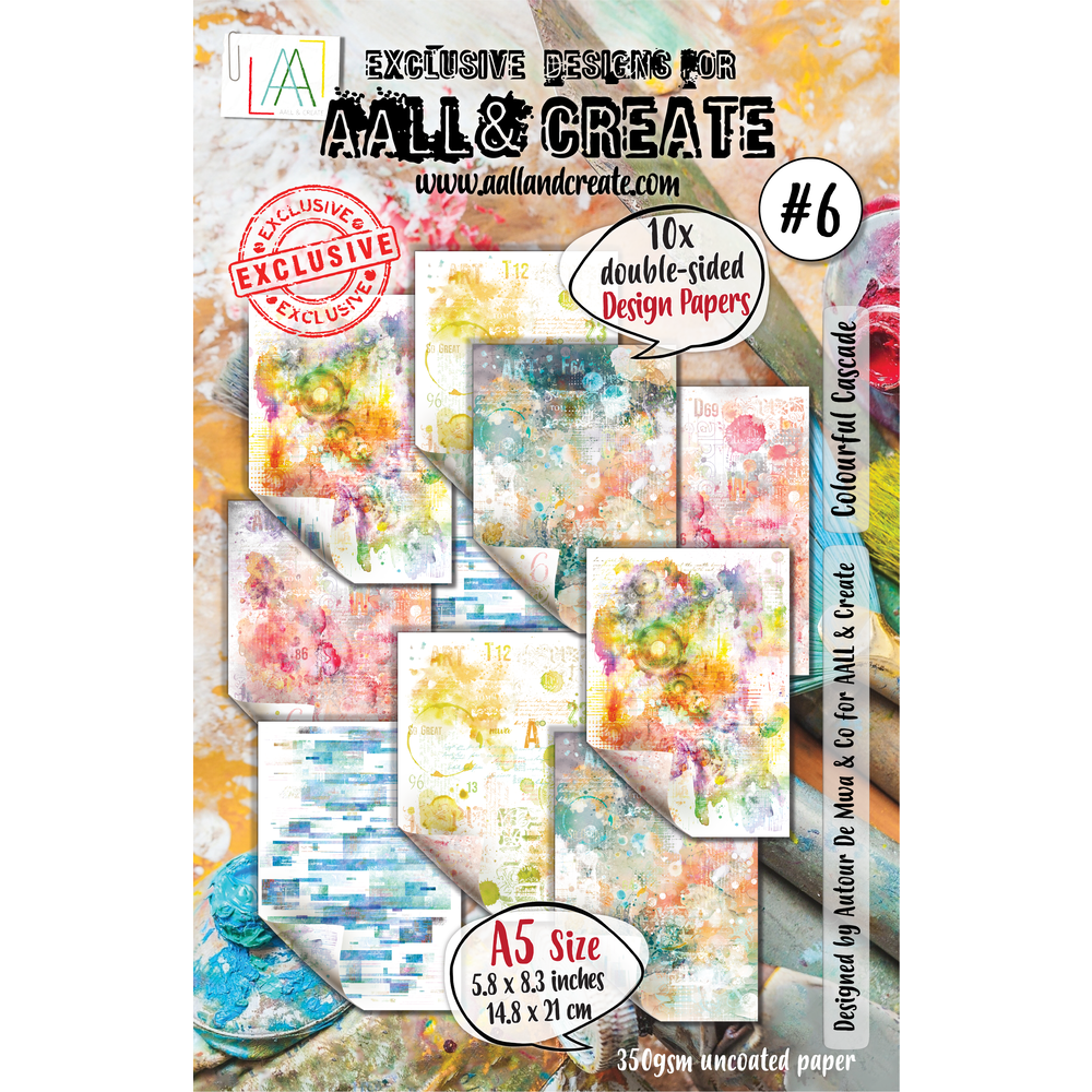 Design Paper Colourful Cascade A5 (AALL-PA-006) - Craftlines B.V.
