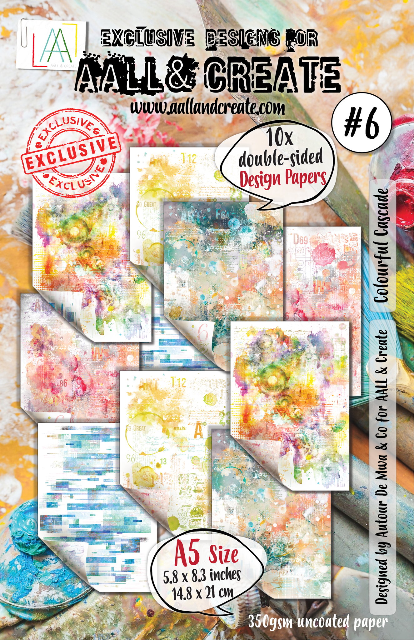 Design Paper Colourful Cascade A5 (AALL-PA-006) - Craftlines B.V.
