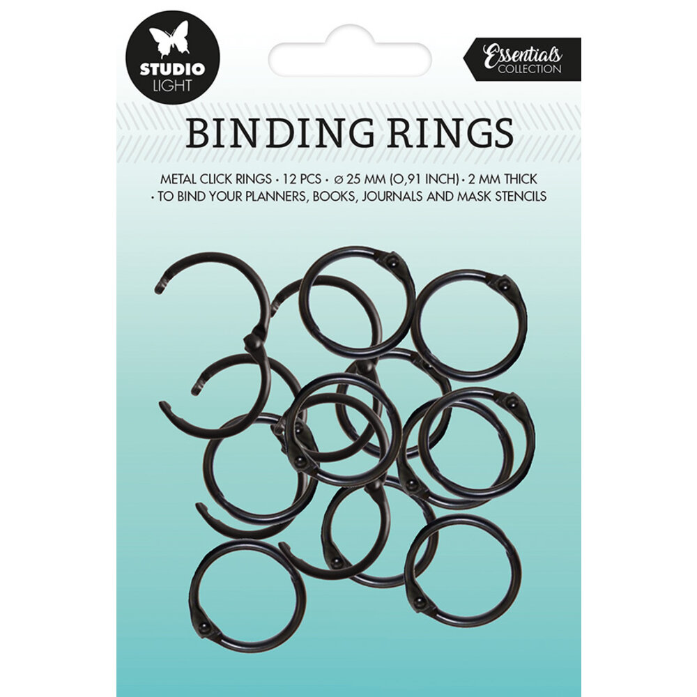 Binding Rings Black (12pcs) (SL-ES-RING01) - Craftlines B.V.