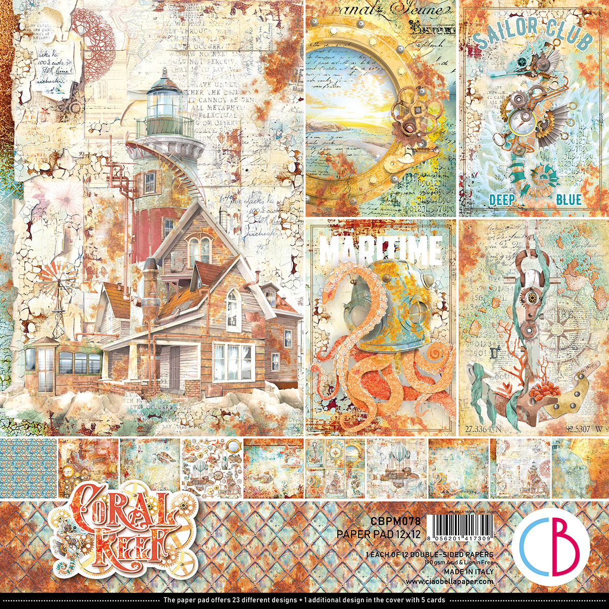 Coral Reef 12x12 Inch Paper Pad (12pcs) (CBPM078) - Craftlines B.V.