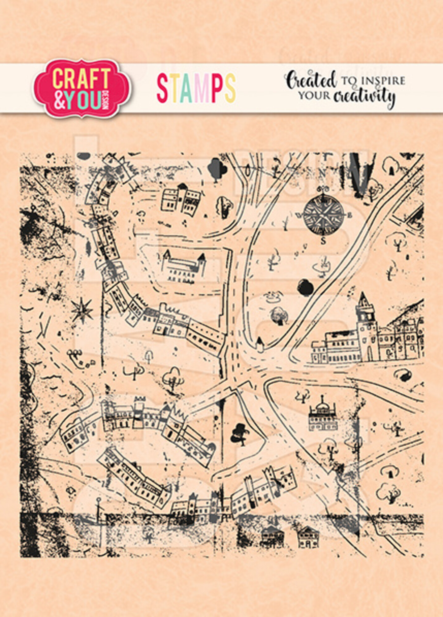 Old Town Map Stamps (CS038) - Craftlines B.V.