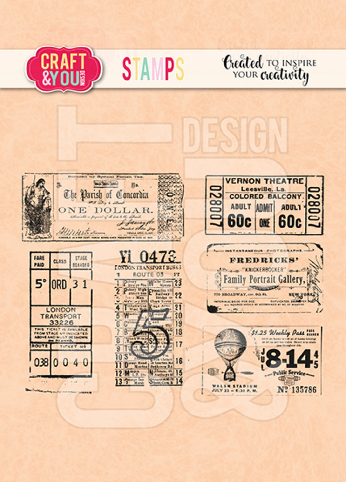 Ticket 1 Set Stamps (CS040) - Craftlines B.V.