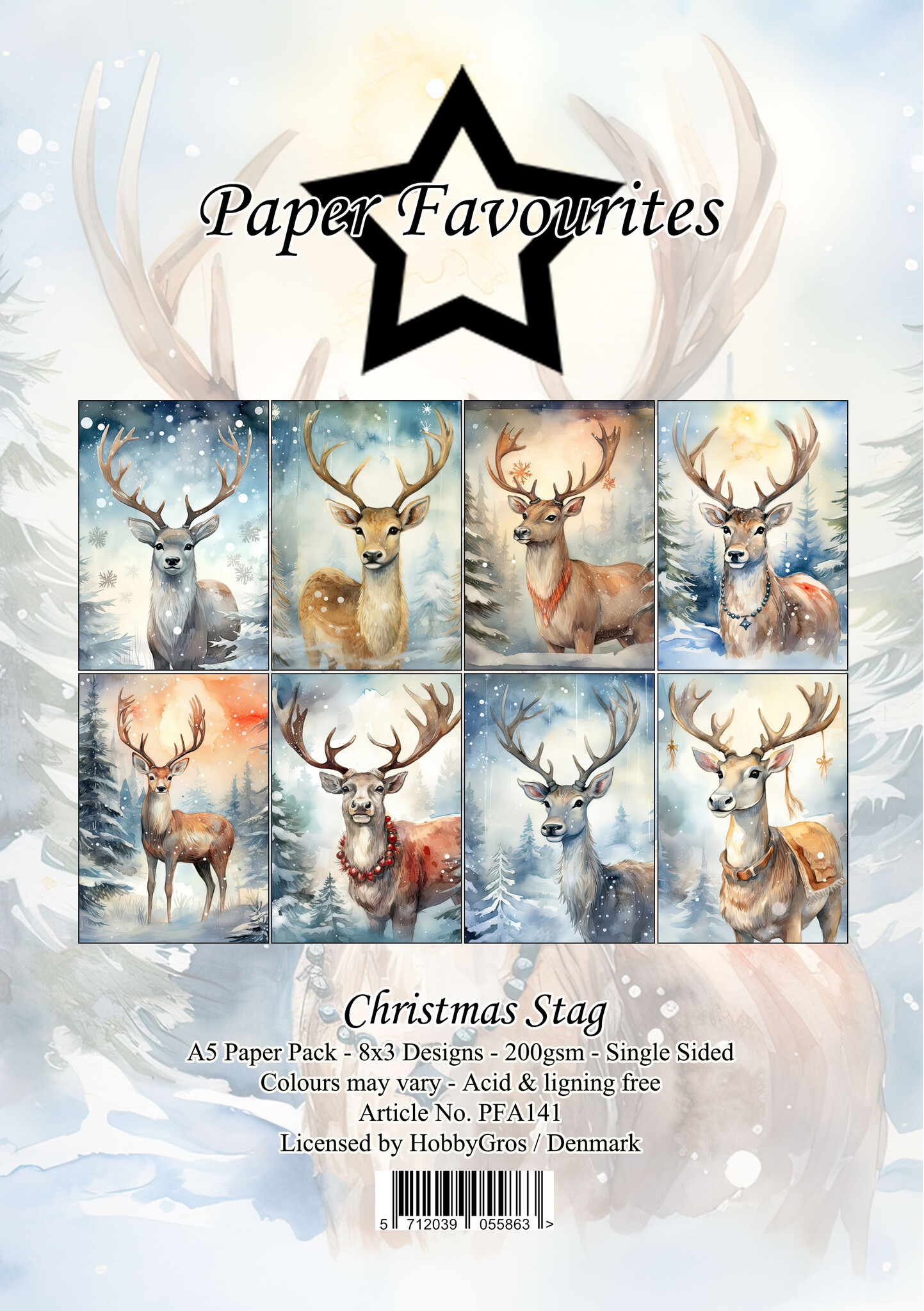 Christmas Stag A5 Paper Pack (PFA141) - Craftlines B.V.
