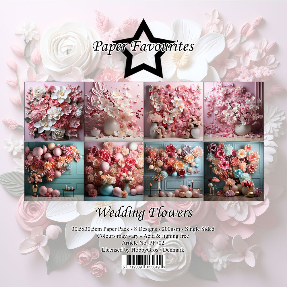 Wedding Flowers 12x12 Inch Paper Pack (PF702) - Craftlines B.V.