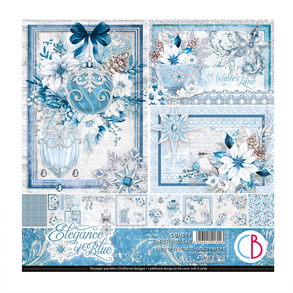 Elegance of Blue 8x8 Inch Paper Pad (12pcs) (CBH079) - Craftlines B.V.