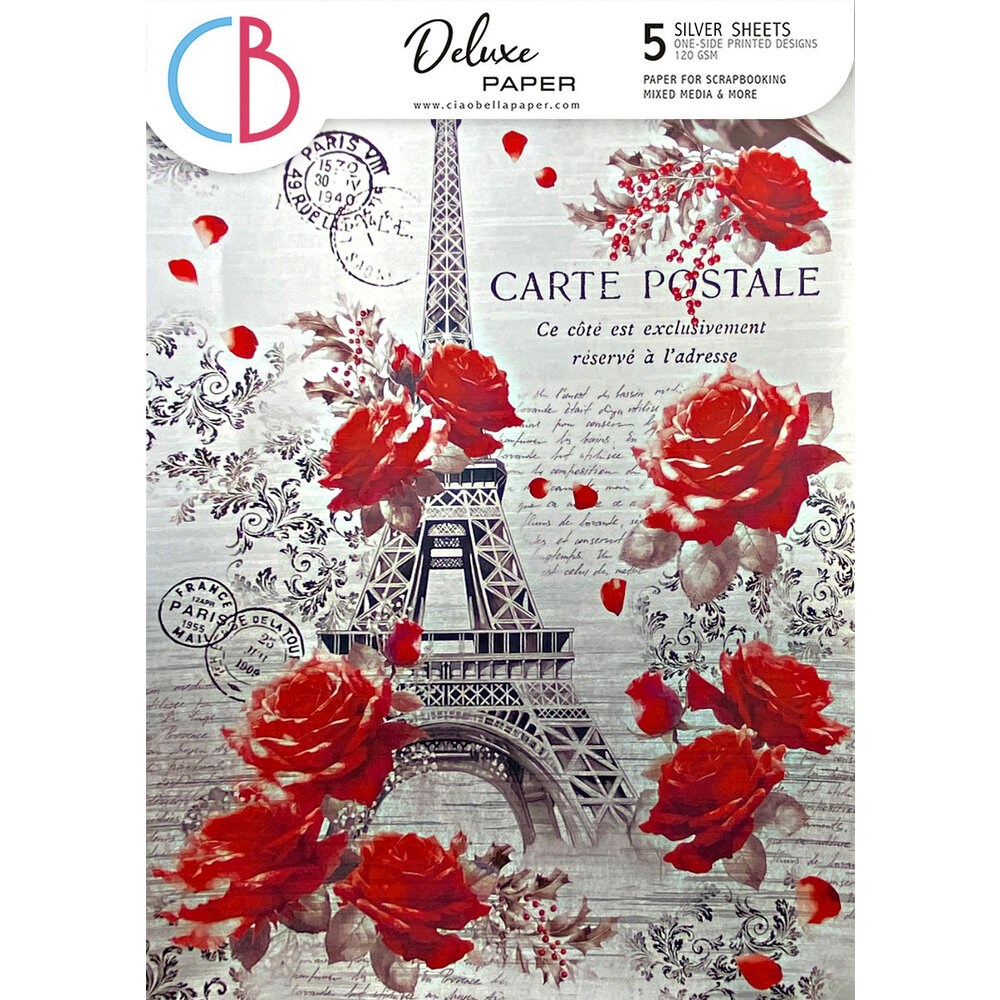 Paris Je t'aime A4 Deluxe Paper Silver (5pcs) (CBD015) - Craftlines B.V.