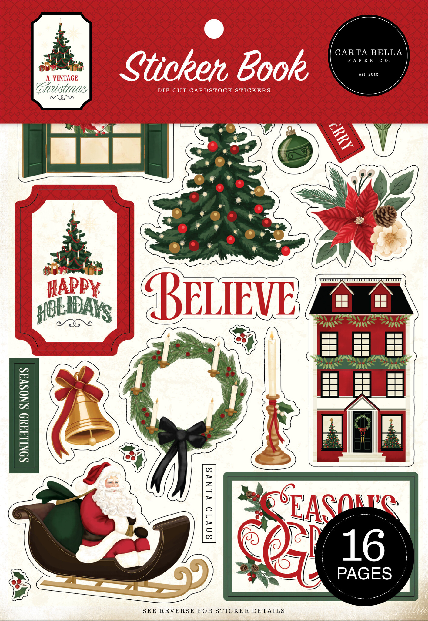 A Vintage Christmas Sticker Book (CBVC384029) - Craftlines B.V.