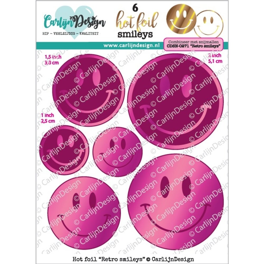 Hot Foil Retro Smileys (CDHF-0058) - Craftlines B.V.