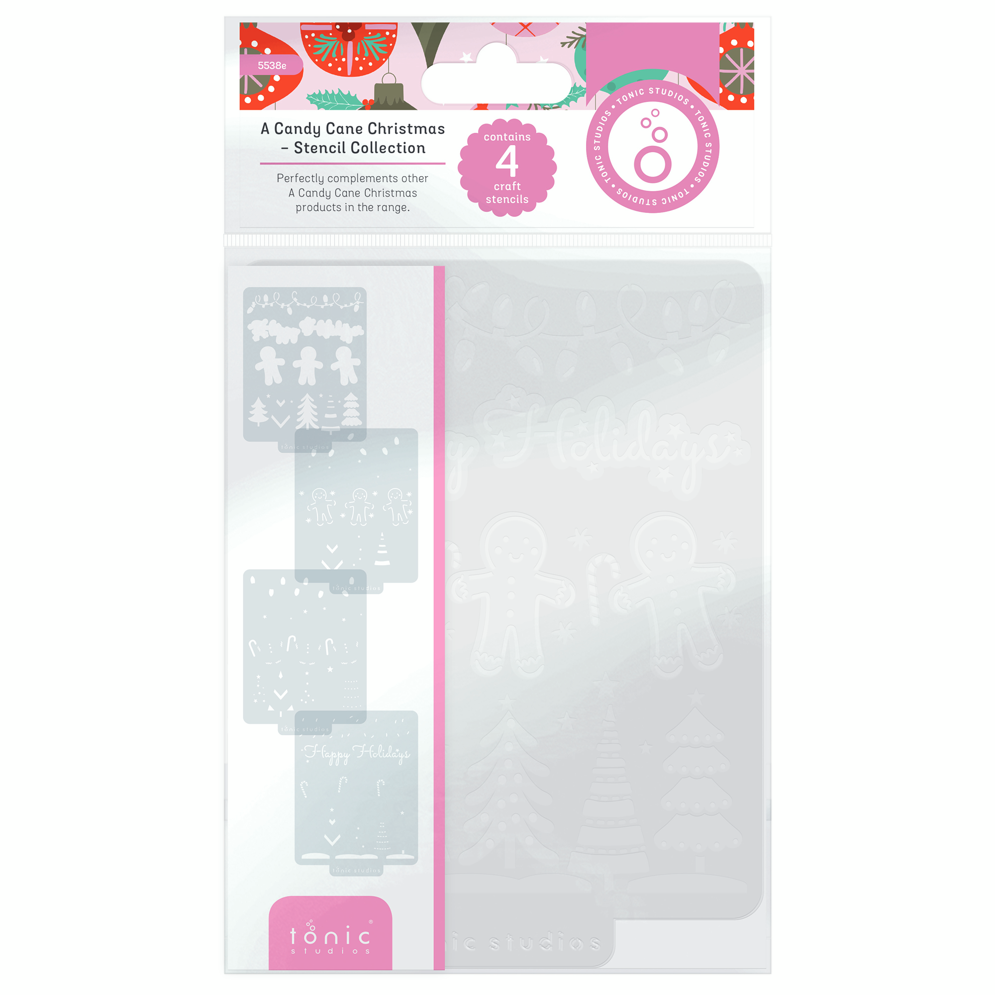 A Candy Cane Christmas Stencil Collection (4pcs) (5538e) - Craftlines B.V.