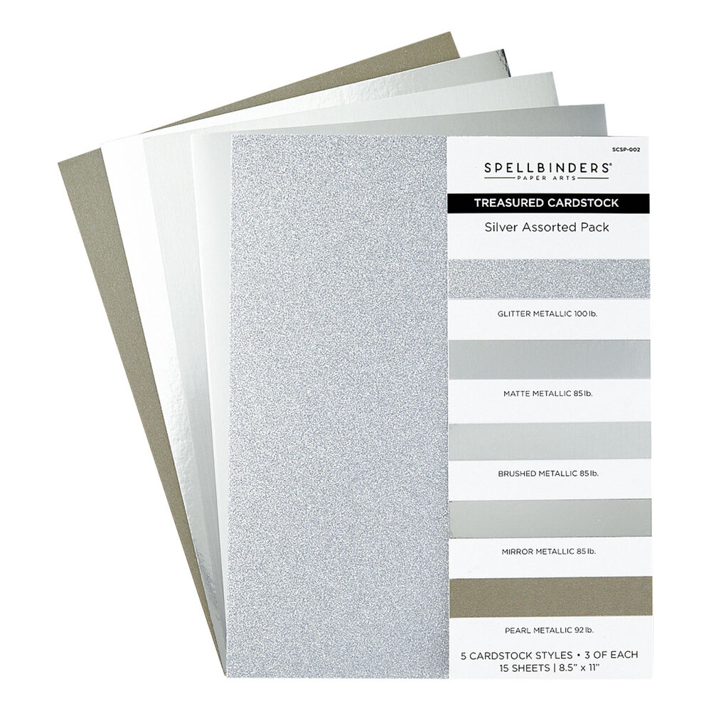Silver Assortment 8 1/2x11 Inch Treasured Cardstock (15pcs) (SCSP-002 ...