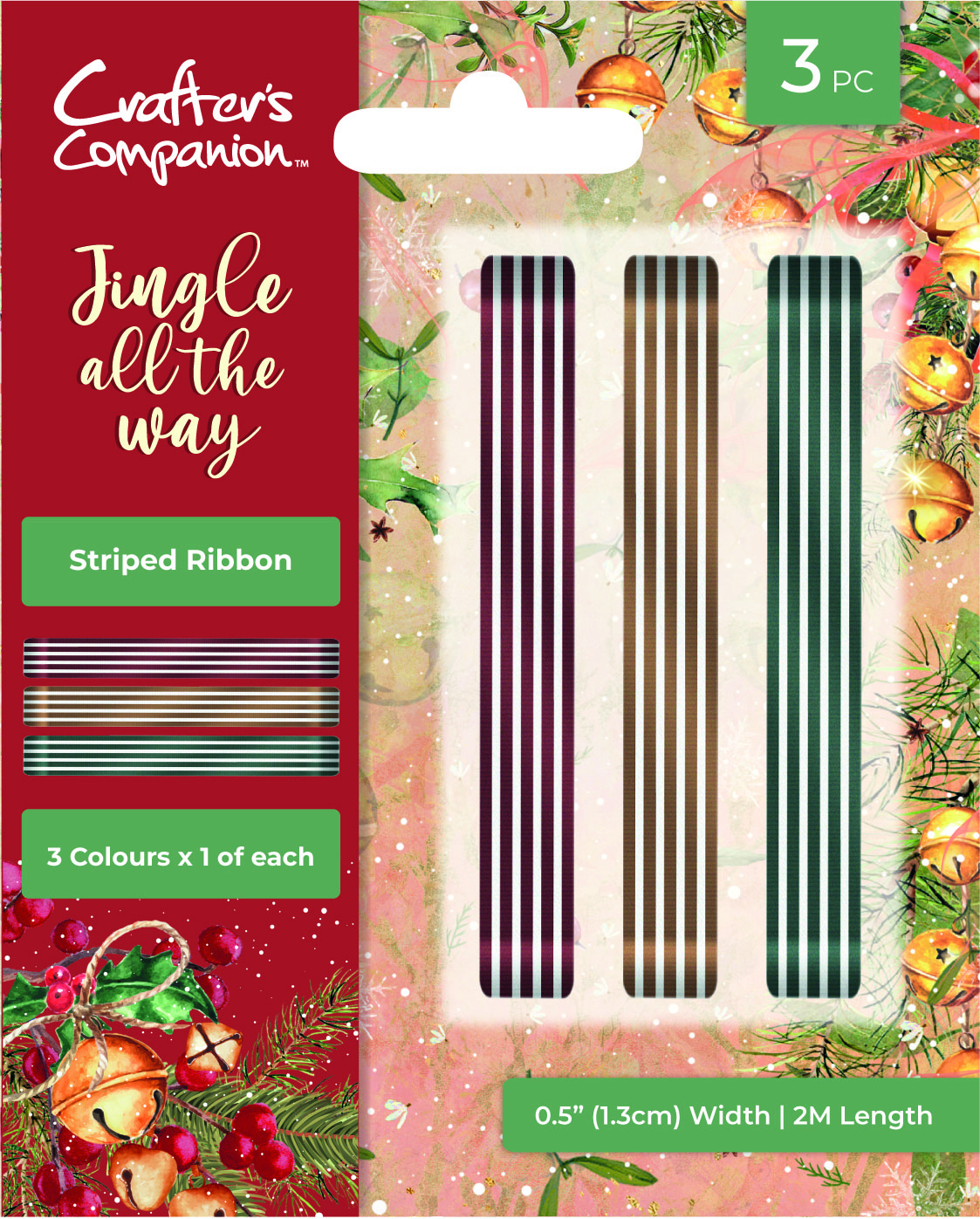 Jingle All The Way Stripped Ribbon (3x2m) (JATW-STRIP-RIB) - Craftlines ...