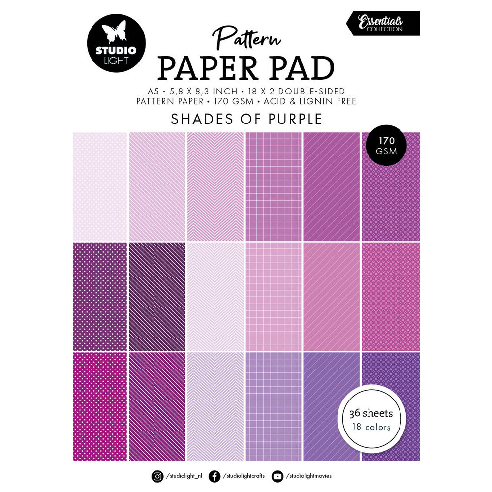 Shades Of Purple A5 Pattern Paper Pad (SL-ES-PPP249) - Craftlines B.V.