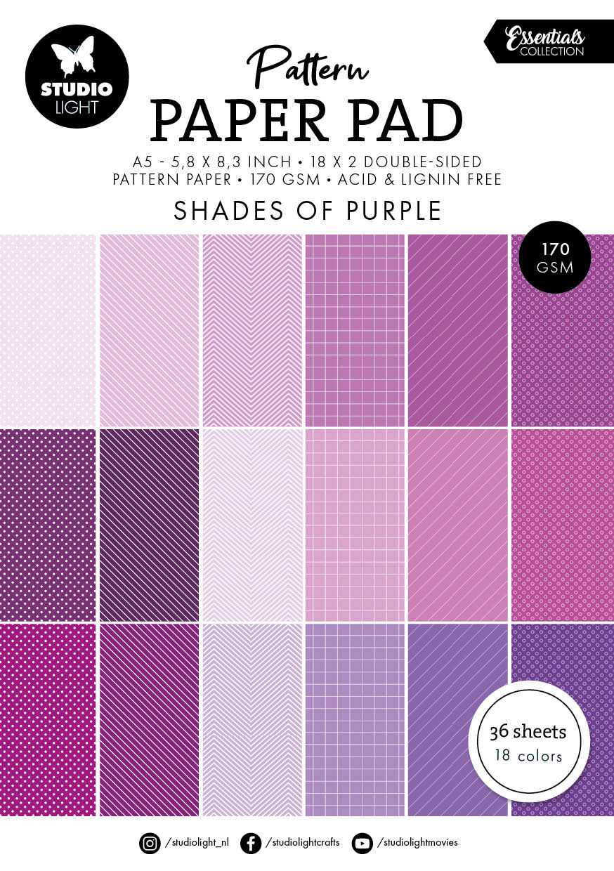 Shades Of Purple A5 Pattern Paper Pad (SL-ES-PPP249) - Craftlines B.V.
