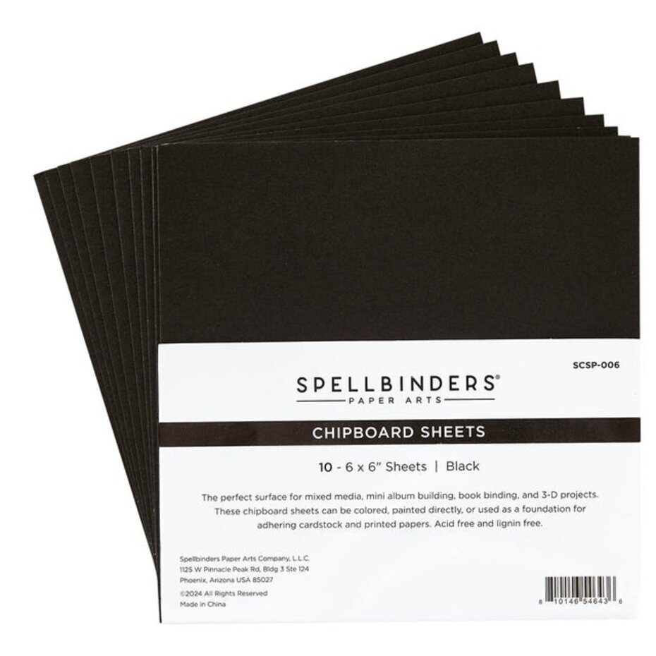 Black 6x6 Inch Chipboard Sheets (SCSP-006) - Craftlines B.V.