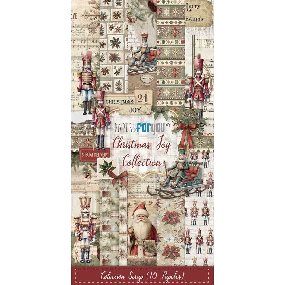 Christmas Joy Slim Scrap Paper Pack (10pcs) (PFY-14147) - Craftlines B.V.
