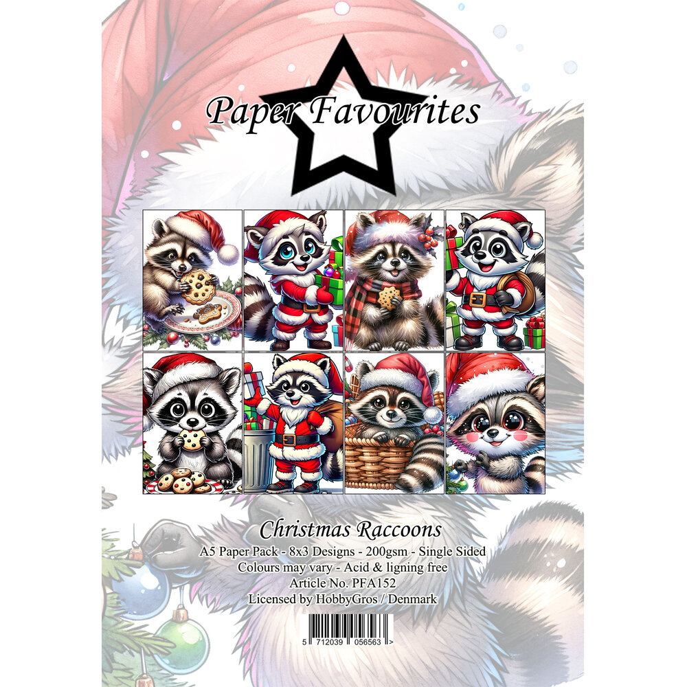 Christmas Raccoons A5 Paper Pack (PFA152) - Craftlines B.V.