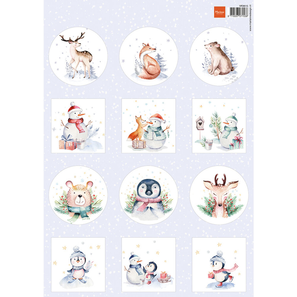 Decoupage Sheet A4 Minis Merry Animals (VK9615) - Craftlines B.V.