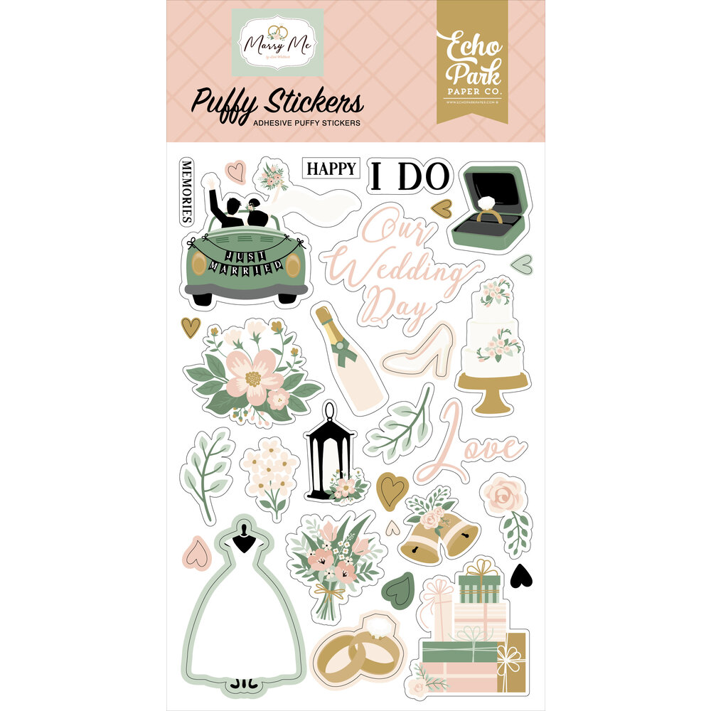 Marry Me Puffy Stickers (MRY400066) - Craftlines B.V.