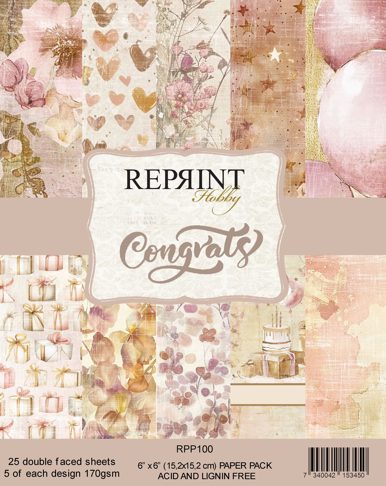 Congrats 6x6 Inch Paper Pack (RPP100) - Craftlines B.V.