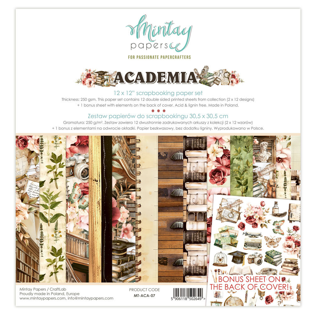 Academia 12x12 Inch Scrapbooking Paper Set (MT-ACA-07) - Craftlines B.V.
