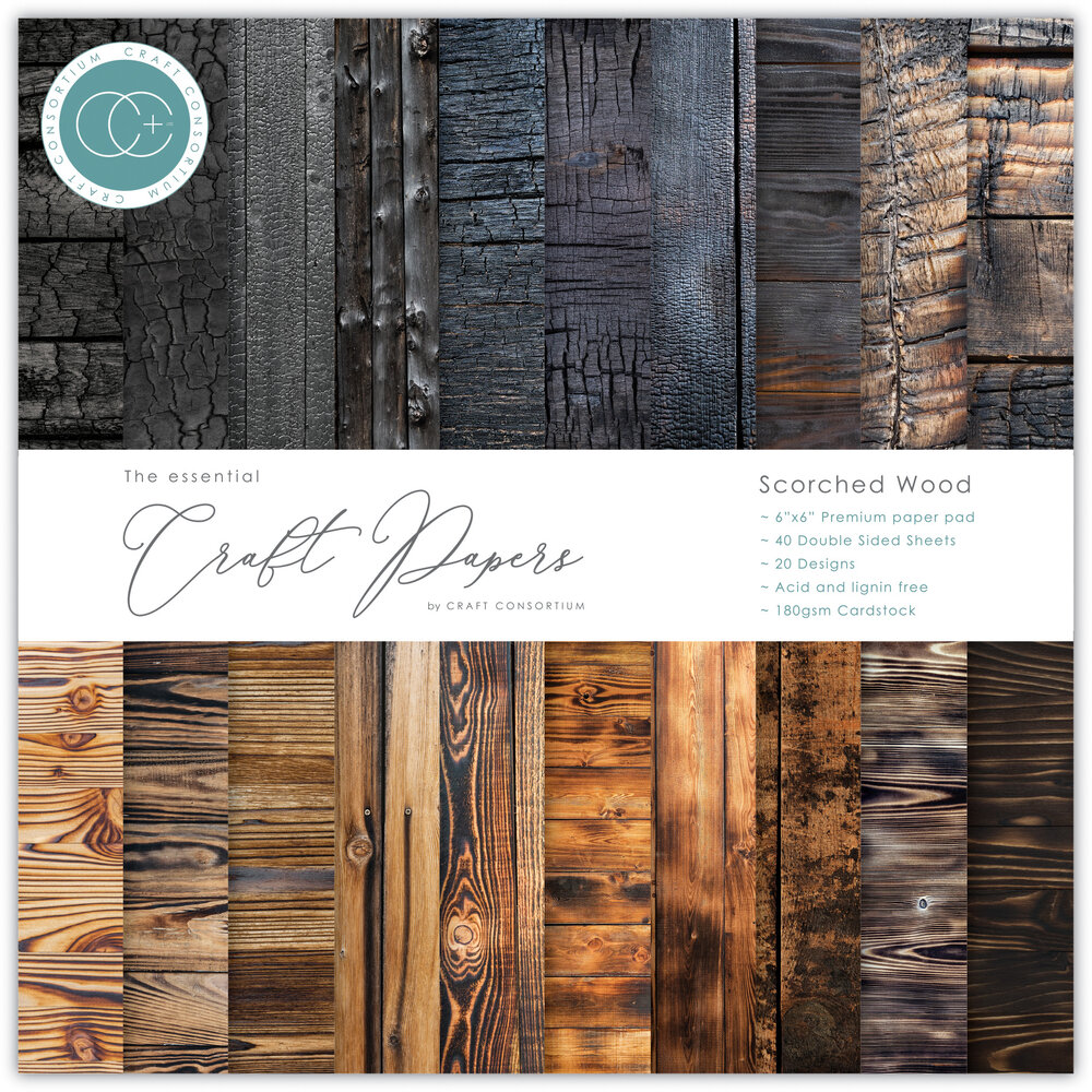 Essential Craft Papers 6x6 Inch Paper Pad Scorched Wood (CCEPAD034B ...