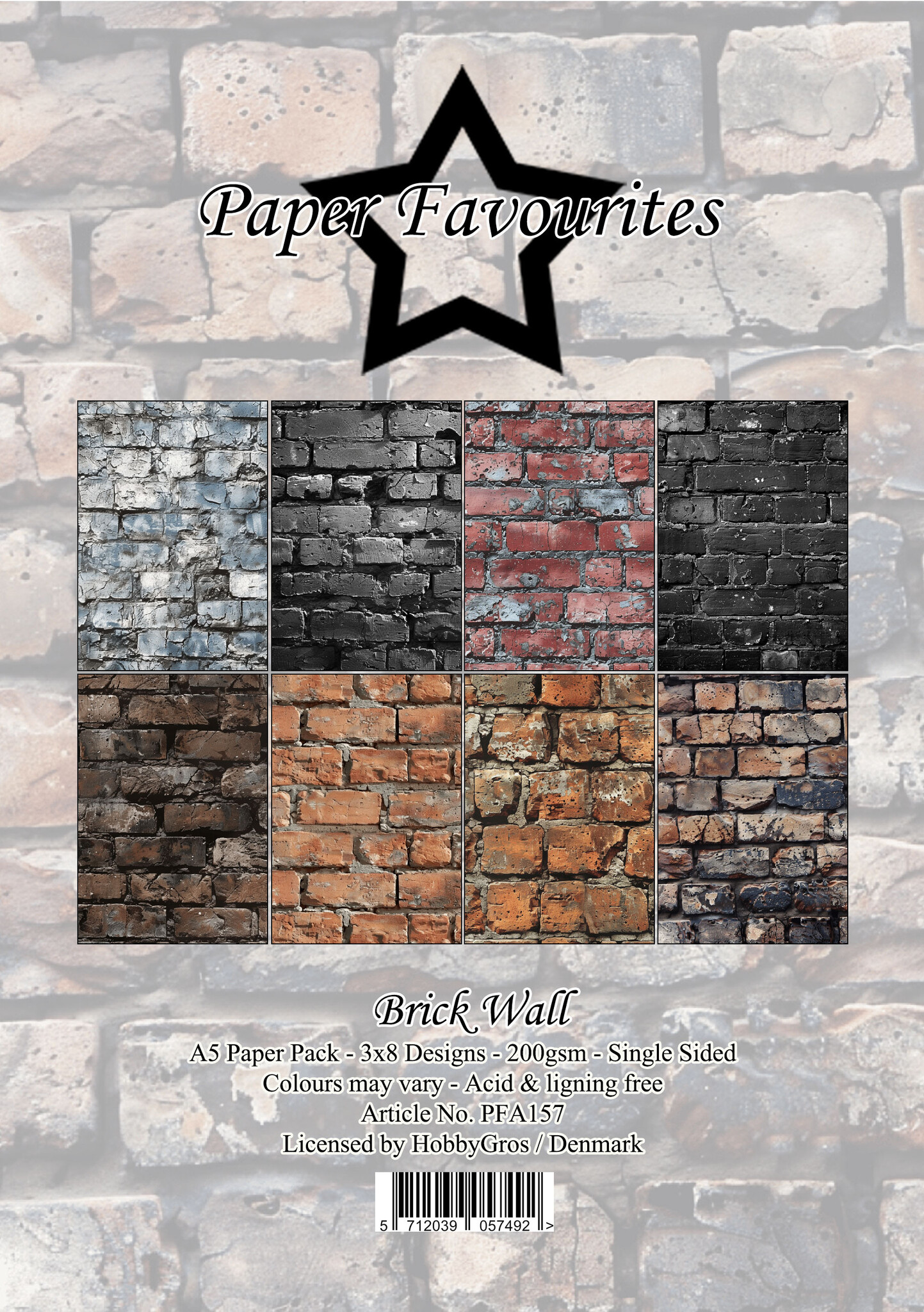Brick Wall A5 Paper Pack (PFA157) - Craftlines B.V.