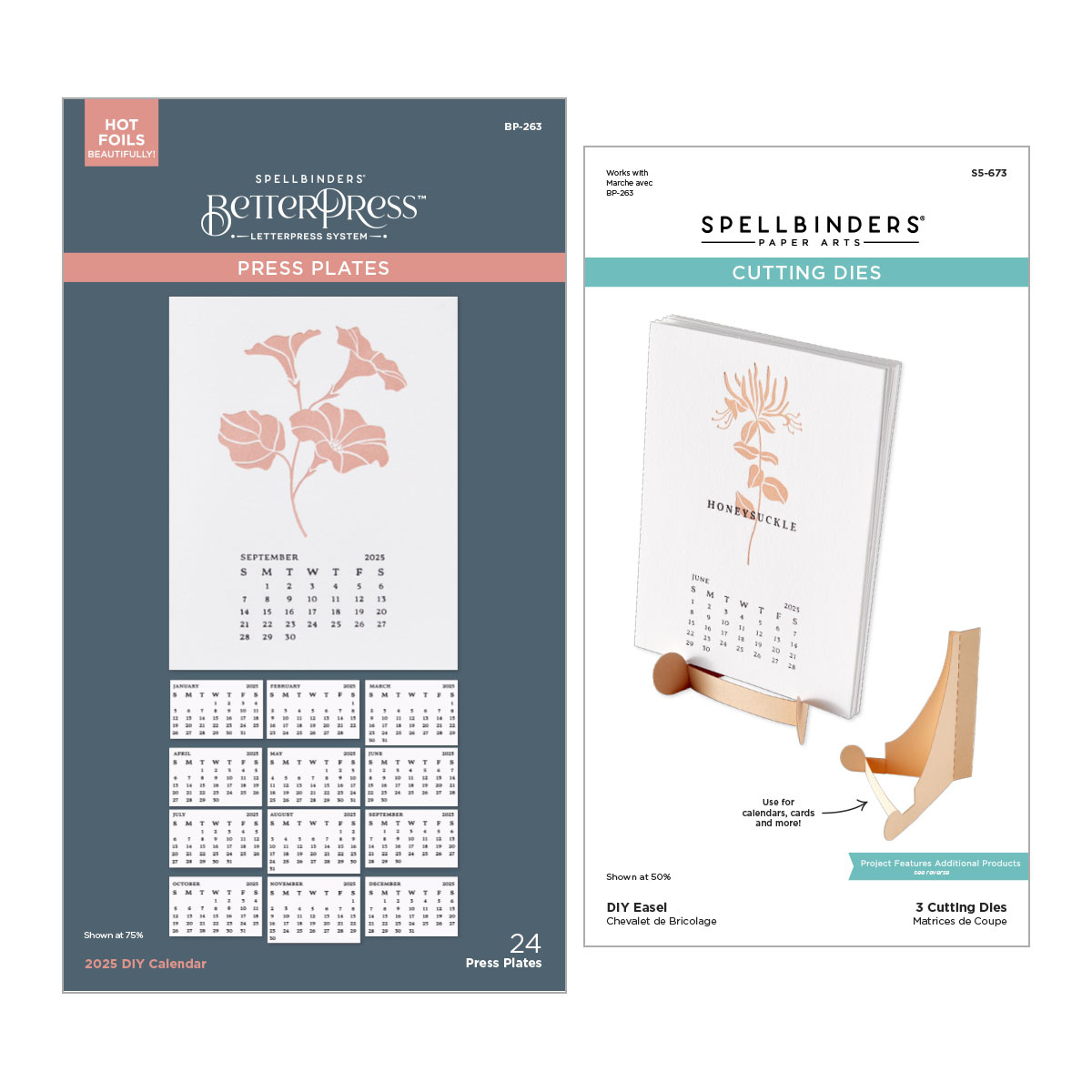2025 DIY Calendar Press Plates + DIY Easel BetterPress Dies Bundle (BD ...