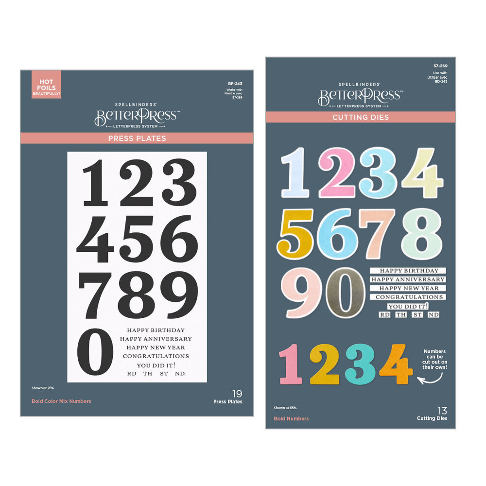 Bold Color Mix Numbers BetterPress Plates and Die Bundle (BD-0911 ...