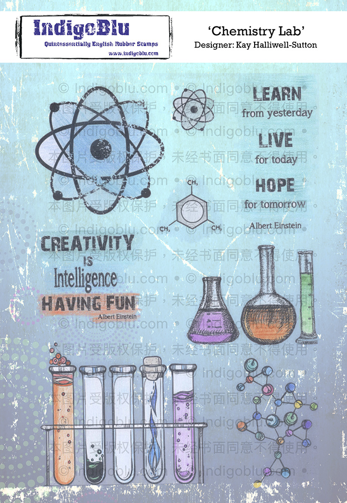Chemistry Lab A5 Rubber Stamp (IND0246) - Craftlines B.V.