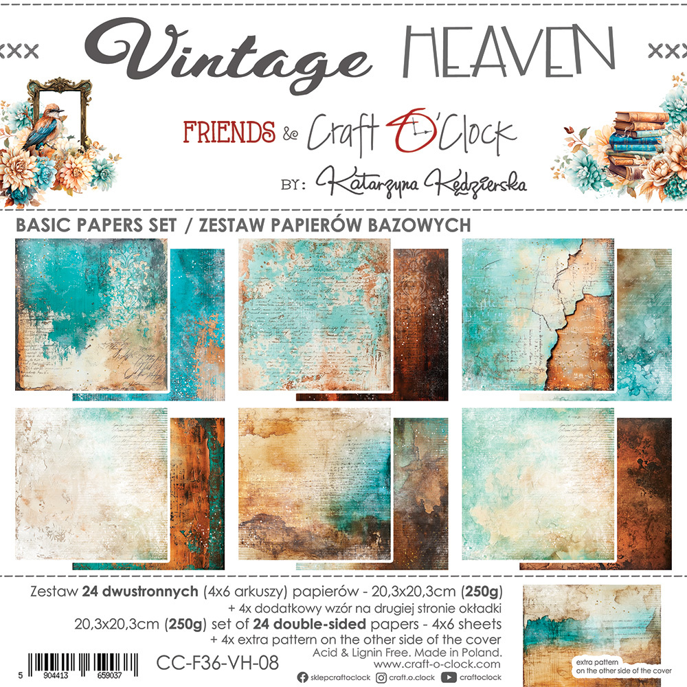 Vintage Heaven 8x8 Inch Basic Papers Set (CC-F36-VH-08) - Craftlines B.V.
