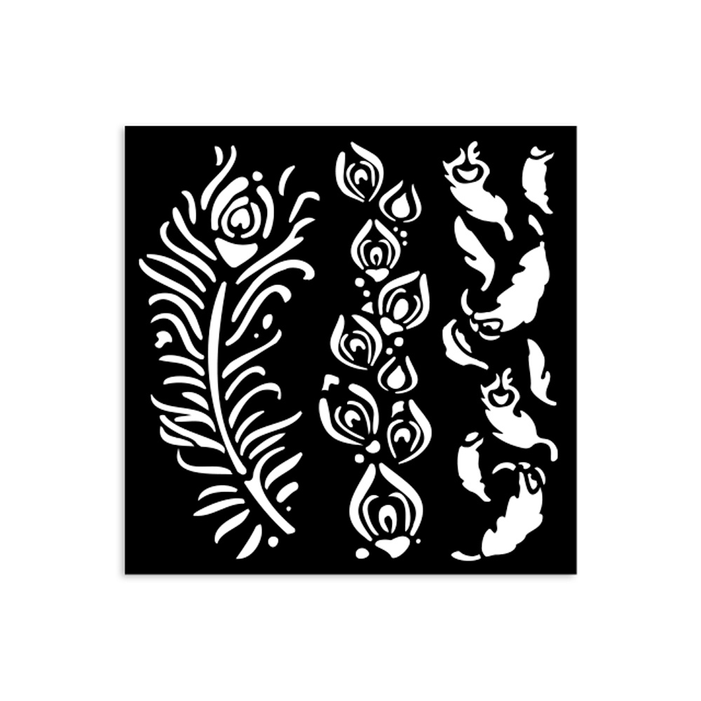 Masquerade Thick Stencil 12x12cm Feathers (KSTDS13) - Craftlines B.V.