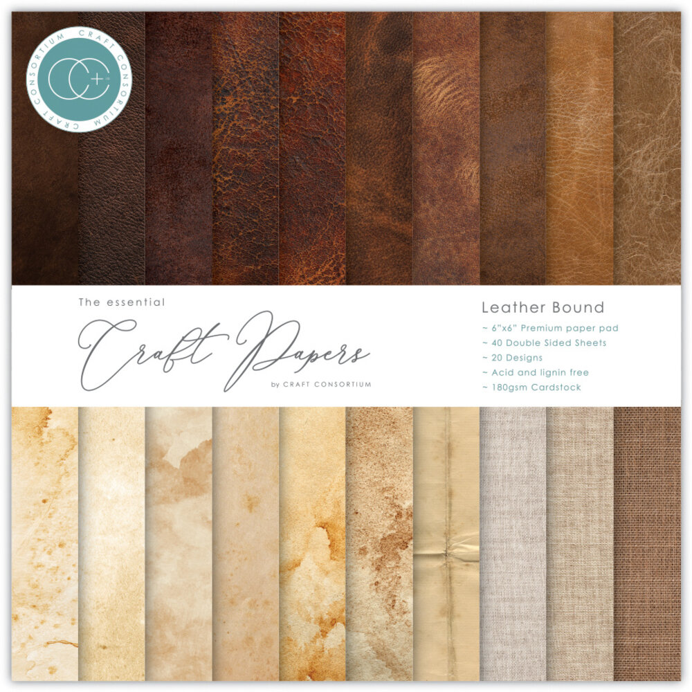 Essential Craft Papers 6x6 Inch Paper Pad Leather Bound (CCEPAD035B ...