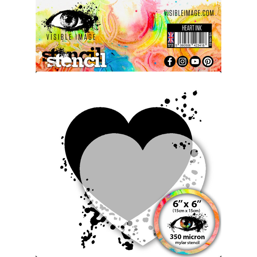 Heart Ink 6x6 Inch Stencil (VIS-HIN-03) - Craftlines B.V.