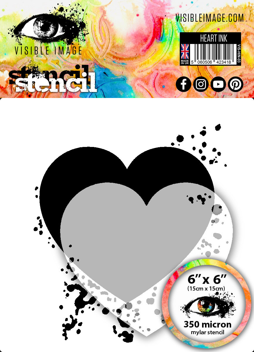 Heart Ink 6x6 Inch Stencil (VIS-HIN-03) - Craftlines B.V.