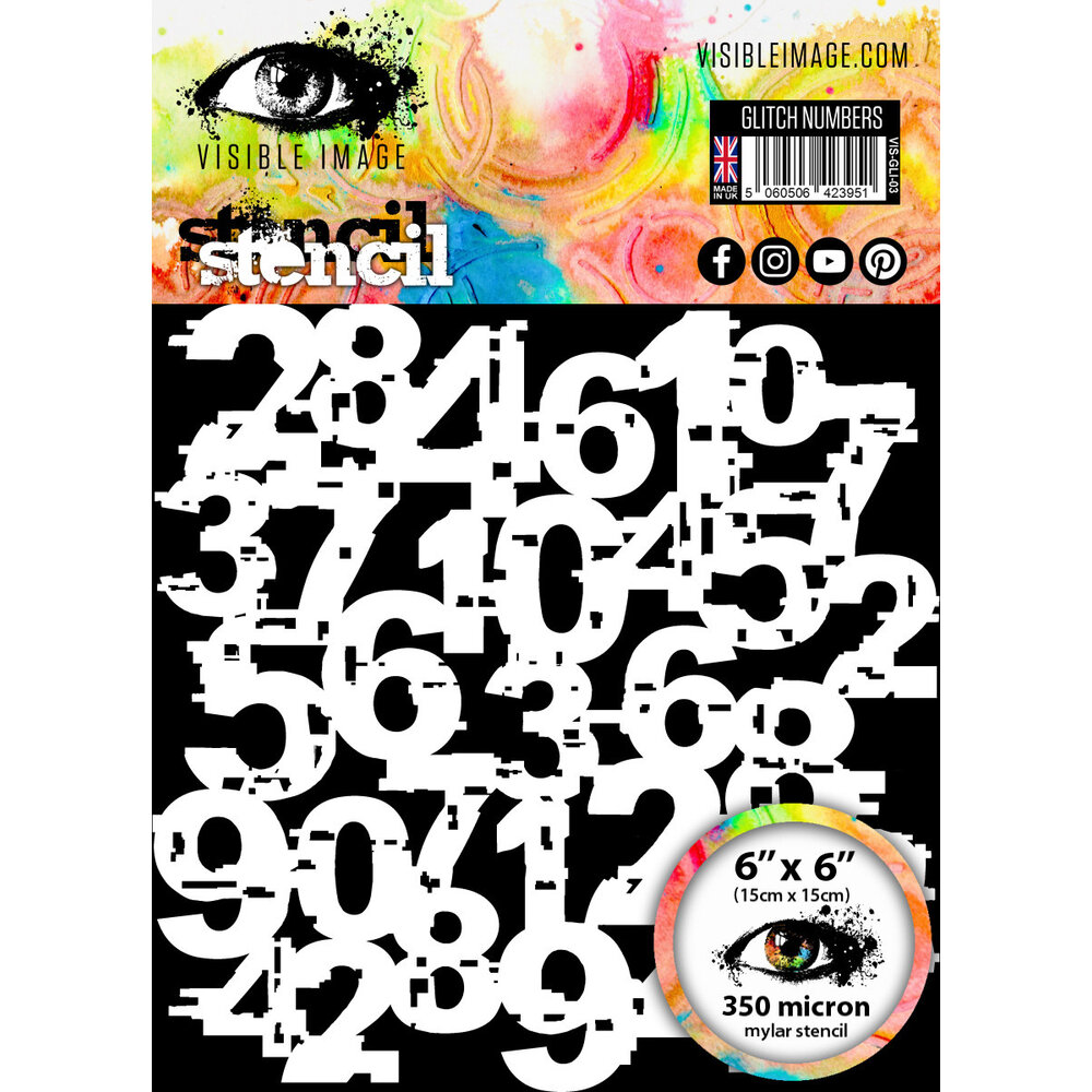 Glitch Numbers 6x6 Inch Stencil (VIS-GLI-03) - Craftlines B.V.