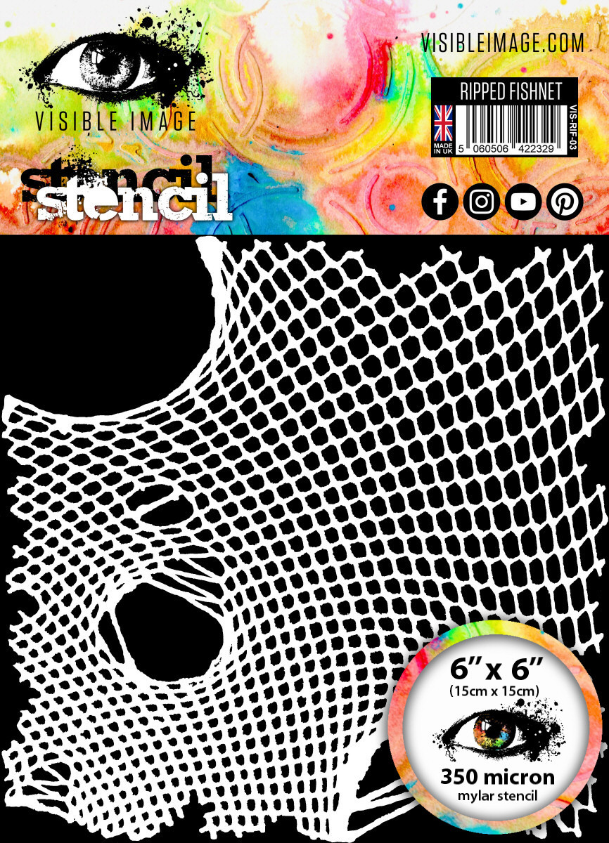 Ripped Fishnet 6x6 Inch Stencil (VIS-RIF-03) - Craftlines B.V.